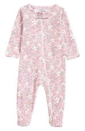 Nordstrom Nordstrom Print Cotton Footie Pink Lotus Cottage Floral