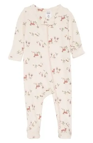 Nordstrom Nordstrom Print Cotton Footie Pink Morganite Woodland Floral
