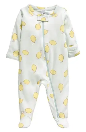 Nordstrom Nordstrom Print Cotton Footie Teal Castle Lemons
