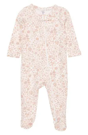 Nordstrom Nordstrom Print Cotton Footie White Doodle Floral