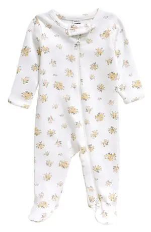 Nordstrom Nordstrom Print Cotton Footie White Lilah Floral