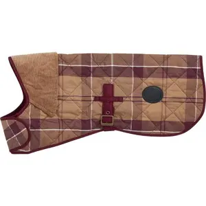 Barbour Quilted Tartan Dog Coat Muted Cabernet