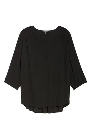 NYDJ Semisheer Pintuck Blouse - Black