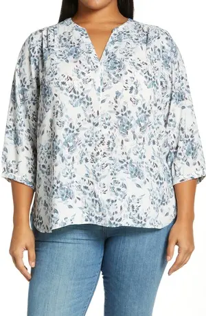 NYDJ NYDJ Semisheer Pintuck Blouse Frosted Willow