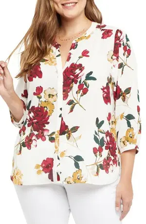 NYDJ NYDJ Semisheer Pintuck Blouse Rose Medley