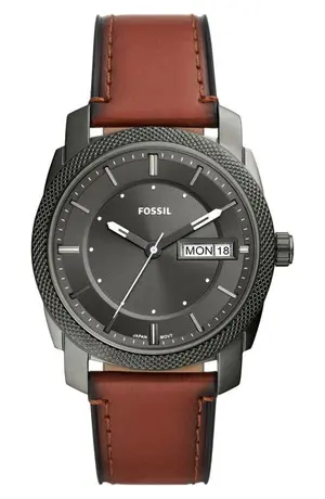 Fossil Machine Leather Strap Watch - Brown
