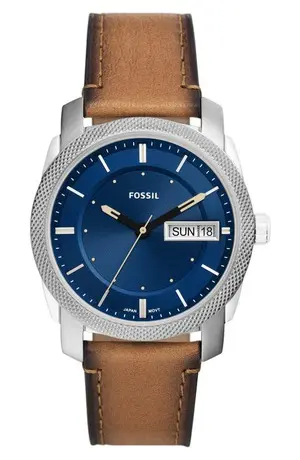 Fossil Machine Leather Strap Watch - Brown