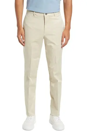 Berle Charleston S Flat Front Stretch Twill Pants - Stone