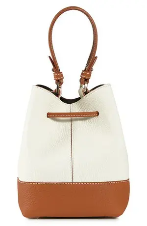Strathberry Lana Osette Bicolor Leather Bucket Bag - Vanilla/tan