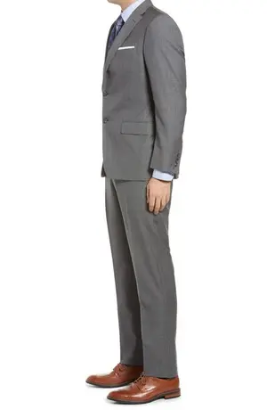 HERITAGE GOLD Infinity Sharkskin Classic Fit Wool Suit - Grey