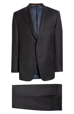HERITAGE GOLD Infinity Sharkskin Classic Fit Wool Suit Navy