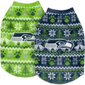 FOCO Seattle Seahawks Reversible Holiday Dog Sweater