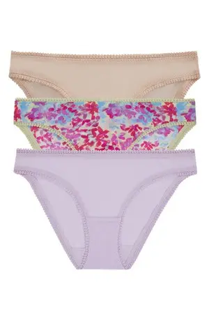ON GOSSAMER 3-pack Mesh Hip Bikinis Babylavender/mauvechalk/pinkco