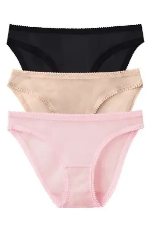 ON GOSSAMER 3-pack Mesh Hip Bikinis - Blk/chp/pny