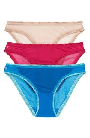ON GOSSAMER 3-pack Mesh Hip Bikinis Chp/dm/mb