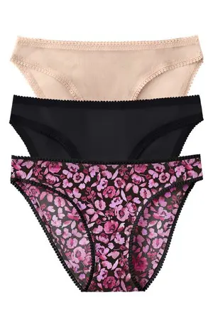 ON GOSSAMER 3-pack Mesh Hip Bikinis - Mf/blk/chp