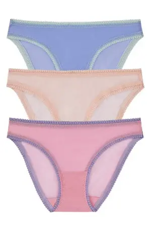 ON GOSSAMER 3-pack Mesh Hip Bikinis Purple Multi