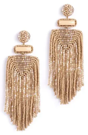 Deepa Gurnani Deepa Gurnani Jody Beaded Tassel Earrings Beige