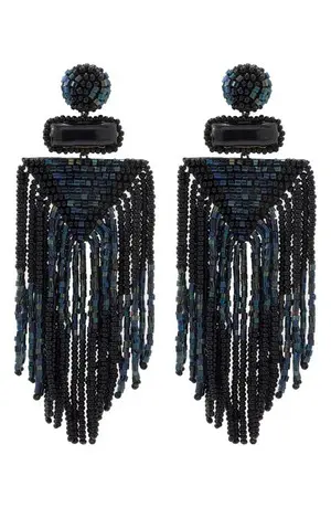 Deepa Gurnani Deepa Gurnani Jody Beaded Tassel Earrings Black