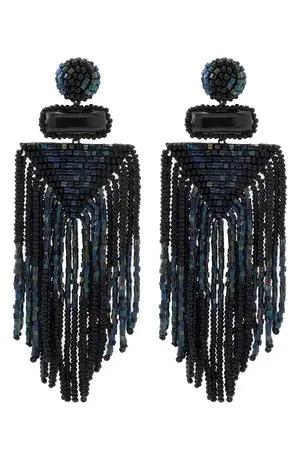 Deepa Gurnani Deepa Gurnani Jody Beaded Tassel Earrings Black