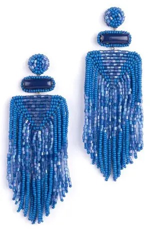 Deepa Gurnani Deepa Gurnani Jody Beaded Tassel Earrings Blue