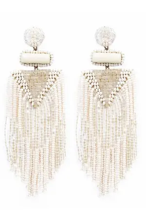 Deepa Gurnani Deepa Gurnani Jody Beaded Tassel Earrings Ivory
