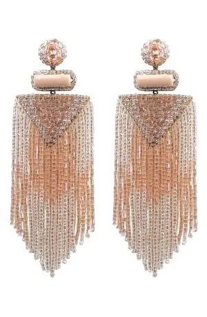 Deepa Gurnani Deepa Gurnani Jody Beaded Tassel Earrings Peach