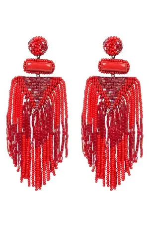 Deepa Gurnani Deepa Gurnani Jody Beaded Tassel Earrings Red