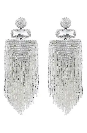 Deepa Gurnani Deepa Gurnani Jody Beaded Tassel Earrings Silver