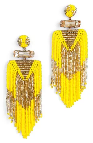 Deepa Gurnani Deepa Gurnani Jody Beaded Tassel Earrings Yellow
