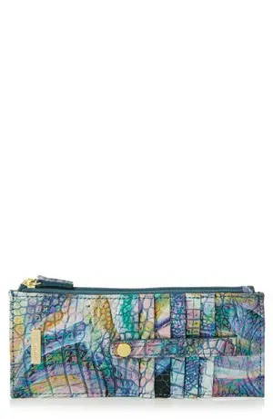 Brahmin Muse Melbourne Croc Embossed Leather Card Wallet Elope