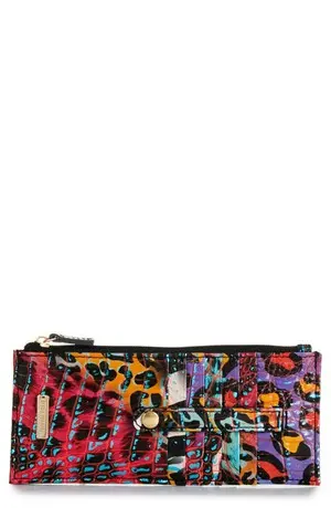 Brahmin Muse Melbourne Croc Embossed Leather Card Wallet Stampede Melbourne