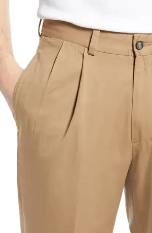Berle Charleston S Pleated Chino Pants - British Tan