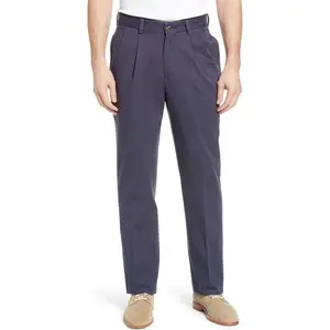 Berle Charleston Khakis Pleated Chino Pants - Navy