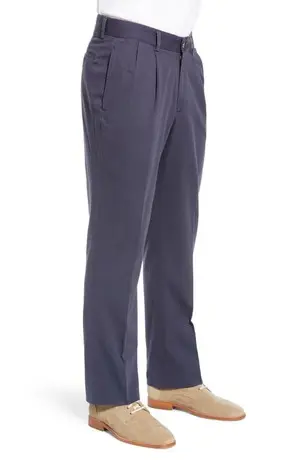 Berle Charleston Khakis Pleated Chino Pants - Navy