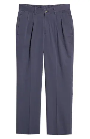 Berle Charleston Khakis Pleated Chino Pants - Navy