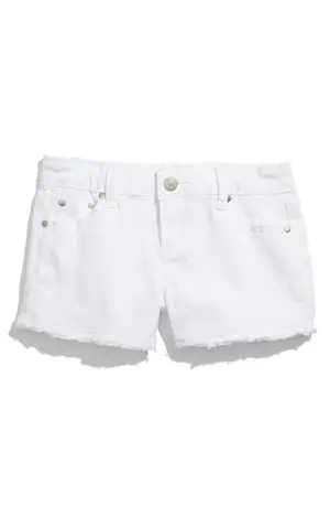 TRACTR Frayed Hem Denim Shorts - White