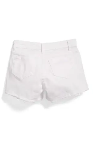TRACTR Frayed Hem Denim Shorts - White