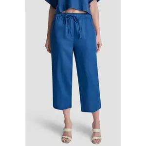 Dkny Drawstring Crop Linen Pants - Admiral