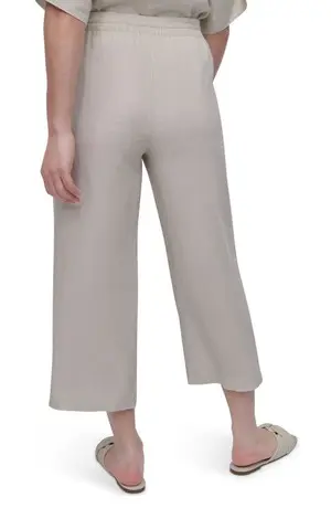 Dkny Drawstring Crop Linen Pants - Natural