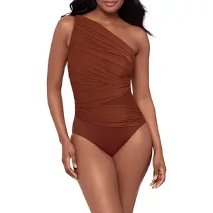MIRACLESUIT® Jena One-shoulder One-piece Swimsuit - Copper Brown