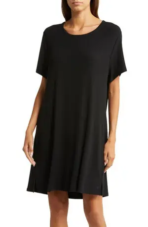Cozy Earth Rib Knit Nightshirt Black