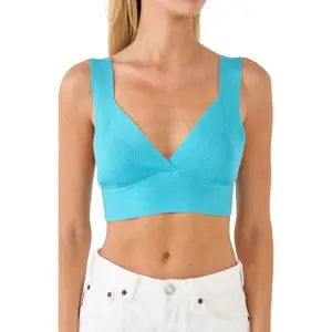 Endless Rose Tie Back Rib Bra Top Aqua