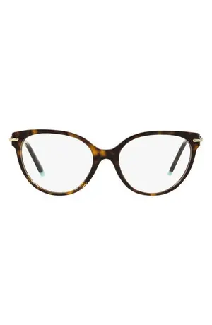 Tiffany & Co. 53mm Cat Eye Optical Glasses - Havana/demo Lens