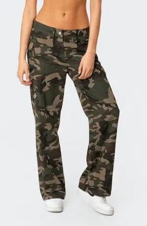 EDIKTED Aya Camo Print Cargo Pants