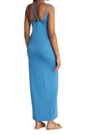 EMILIA GEORGE Bella Cutout Maternity Maxi Dress - Blue