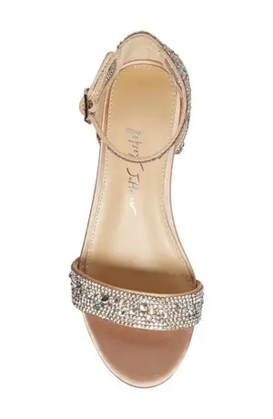 Betsey Johnson Rhinestone Ankle Strap Sandal - Champagne