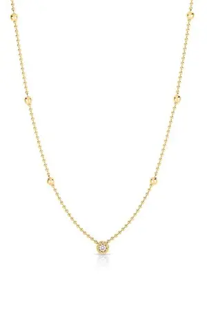 Roberto Coin Diamond And Bead Station Necklace - Yellow Gold
