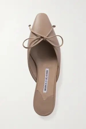 Manolo Blahnik Ballerimu Leather Point-toe Mules - Neutrals