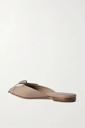 Manolo Blahnik Ballerimu Leather Point-toe Mules - Neutrals